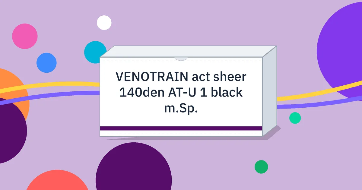 Symbolbild: Packung mit der Aufschrift VENOTRAIN act sheer 140den AT-U 1 black m.Sp. (PZN 16207513) – Verfügbarkeit und Bezug in Apotheken in Frankfurt am Main