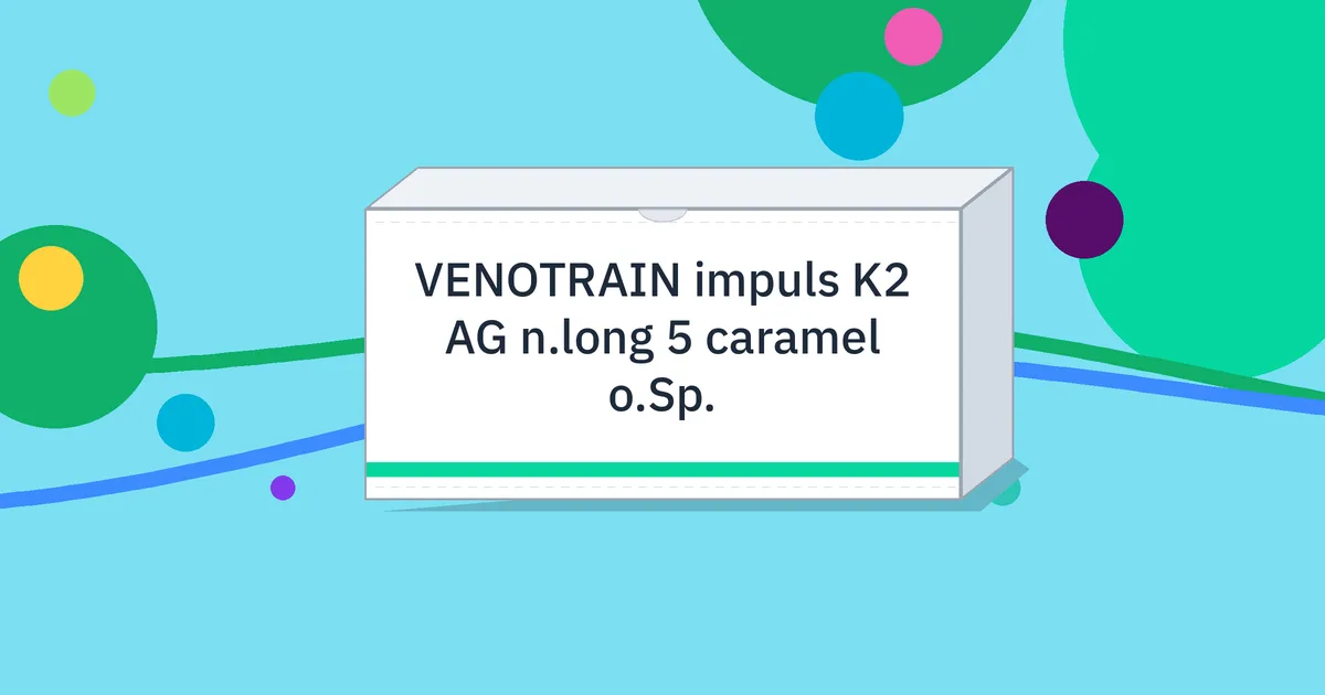 Symbolbild: Packung mit der Aufschrift VENOTRAIN impuls K2 AG n.long 5 caramel o.Sp. (PZN 08420463) – Verfügbarkeit und Bezug in Apotheken in Frankfurt am Main
