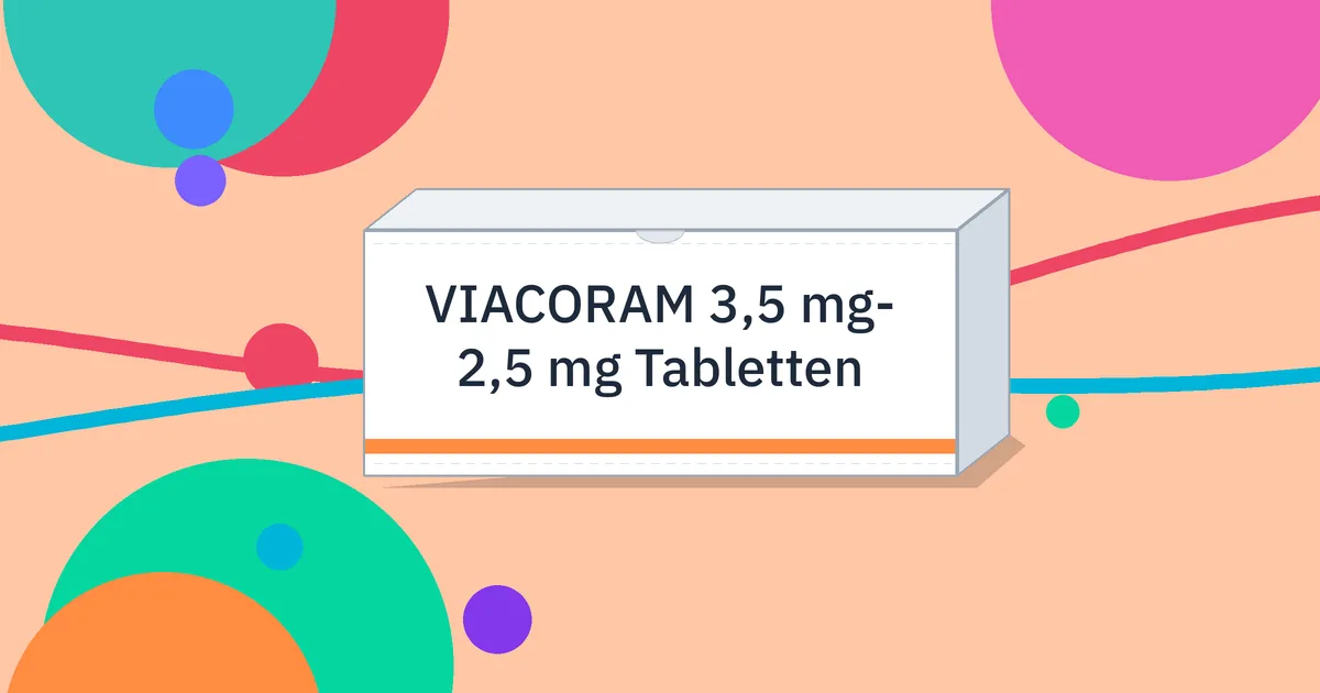 Symbolbild: Packung mit der Aufschrift VIACORAM 3,5 mg-2,5 mg Tabletten (PZN 19479904) – Verfügbarkeit und Bezug in Apotheken in Frankfurt am Main