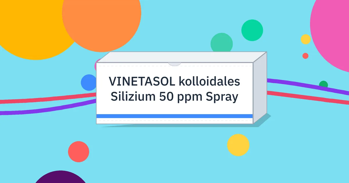 Symbolbild: Packung mit der Aufschrift VINETASOL kolloidales Silizium 50 ppm Spray (PZN 19760920) – Verfügbarkeit und Bezug in Apotheken in Frankfurt am Main
