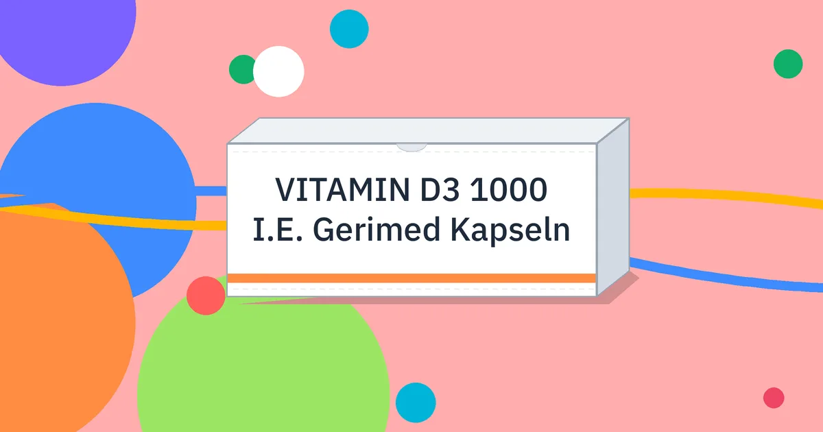 Symbolbild: Packung mit der Aufschrift VITAMIN D3 1000 I.E. Gerimed Kapseln (PZN 04698807) – Verfügbarkeit und Bezug in Apotheken in Frankfurt am Main