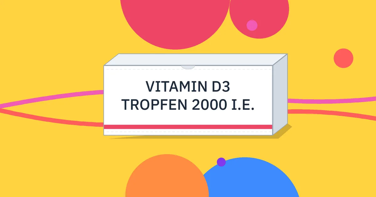 Symbolbild: Packung mit der Aufschrift VITAMIN D3 TROPFEN 2000 I.E. (PZN 17436523) – Verfügbarkeit und Bezug in Apotheken in Frankfurt am Main