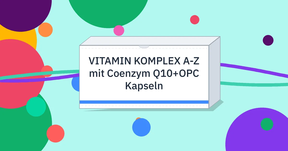 Symbolbild: Packung mit der Aufschrift VITAMIN KOMPLEX A-Z mit Coenzym Q10+OPC Kapseln (PZN 19384380) – Verfügbarkeit und Bezug in Apotheken in Frankfurt am Main