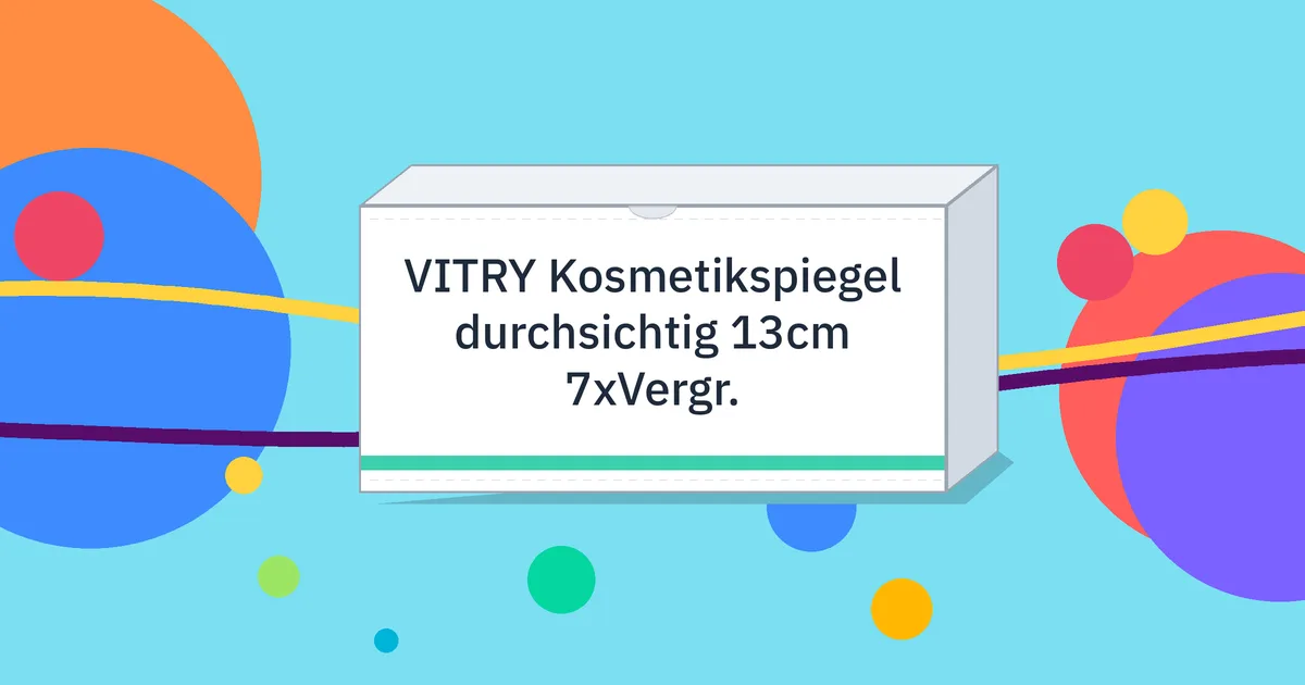 Symbolbild: Packung mit der Aufschrift VITRY Kosmetikspiegel durchsichtig 13cm 7xVergr. (PZN 11509037) – Verfügbarkeit und Bezug in Apotheken in Frankfurt am Main