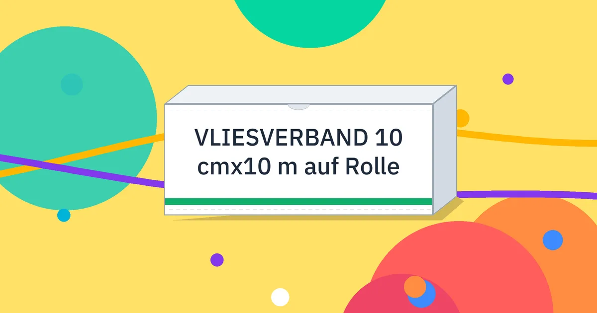 Symbolbild: Packung mit der Aufschrift VLIESVERBAND 10 cmx10 m auf Rolle (PZN 19509166) – Verfügbarkeit und Bezug in Apotheken in Frankfurt am Main