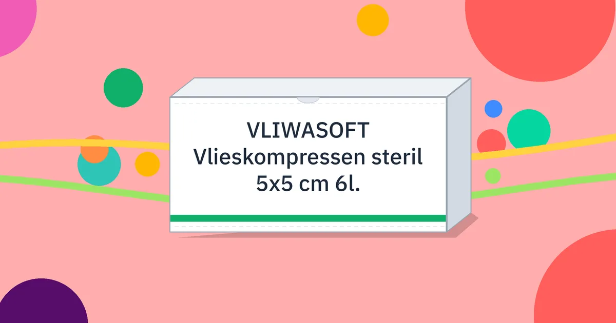 Symbolbild: Packung mit der Aufschrift VLIWASOFT Vlieskompressen steril 5x5 cm 6l. (PZN 16165499) – Verfügbarkeit und Bezug in Apotheken in Frankfurt am Main
