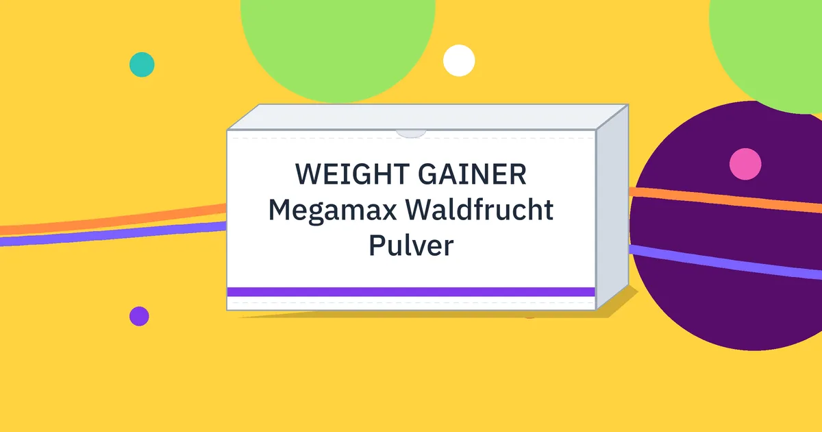 Symbolbild: Packung mit der Aufschrift WEIGHT GAINER Megamax Waldfrucht Pulver (PZN 17819419) – Verfügbarkeit und Bezug in Apotheken in Frankfurt am Main