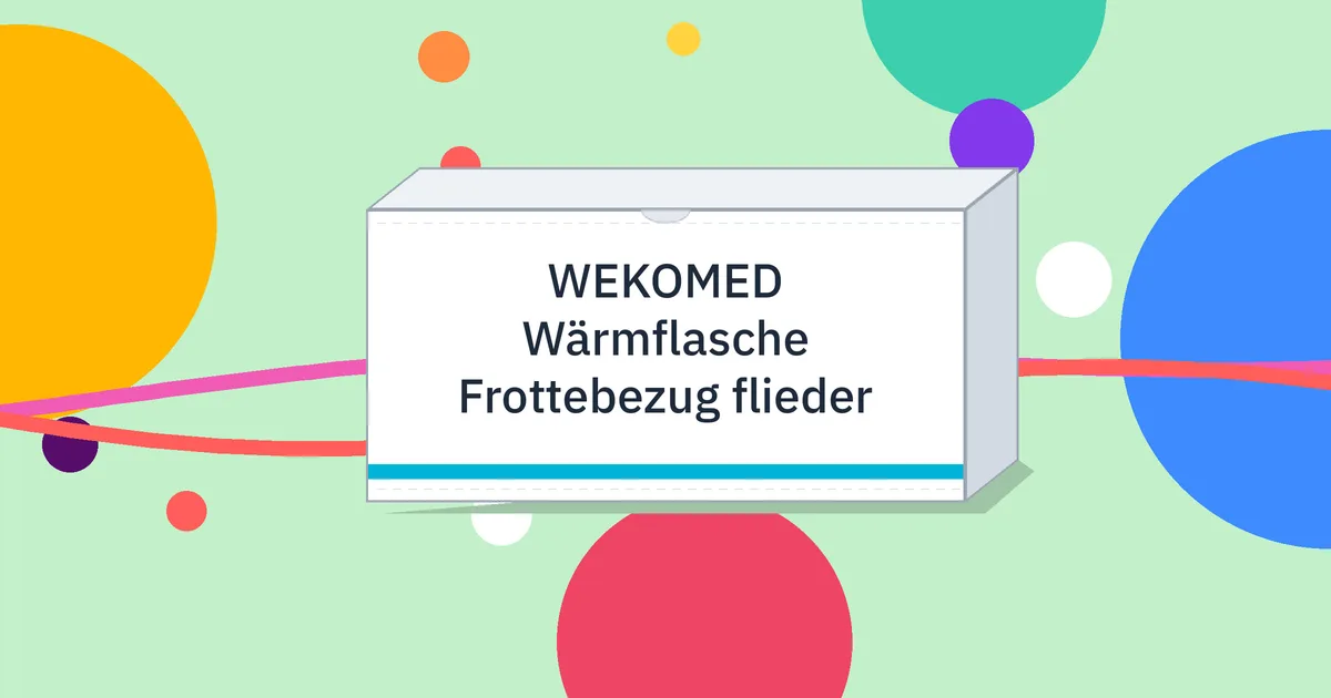 Symbolbild: Packung mit der Aufschrift WEKOMED Wärmflasche Frottebezug flieder (PZN 04921458) – Verfügbarkeit und Bezug in Apotheken in Frankfurt am Main