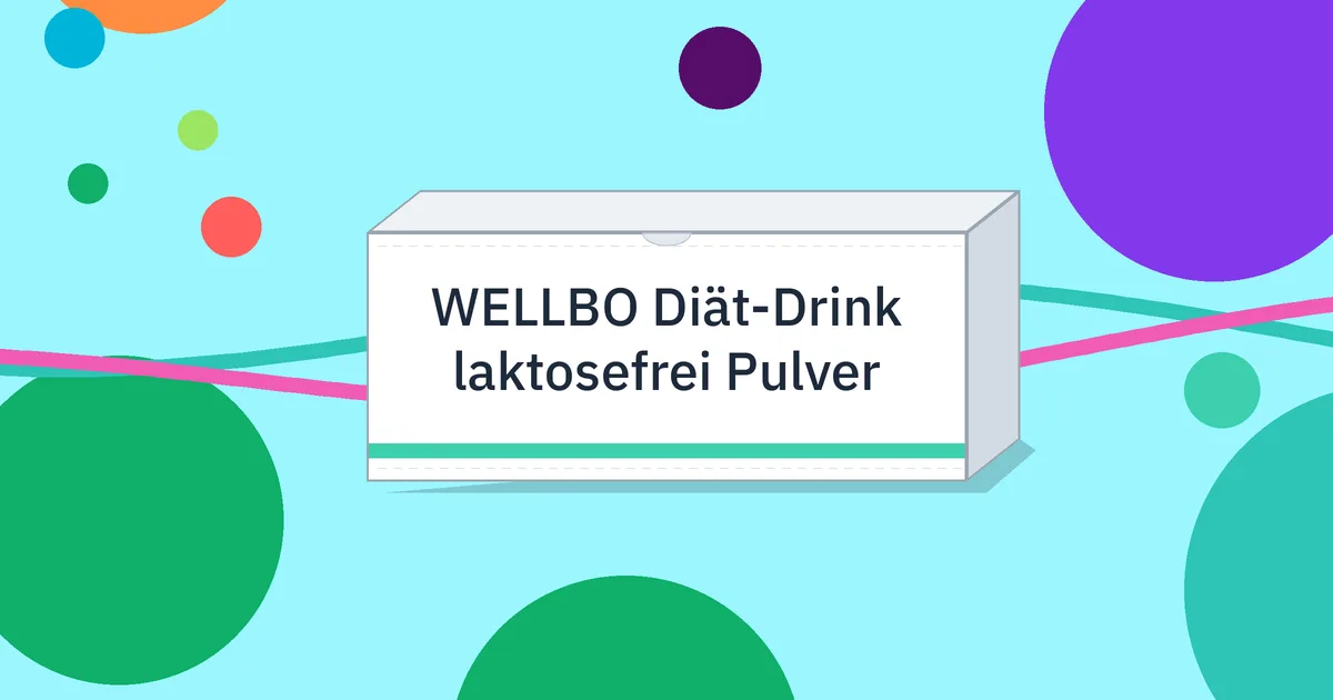 Symbolbild: Packung mit der Aufschrift WELLBO Diät-Drink laktosefrei Pulver (PZN 04828262) – Verfügbarkeit und Bezug in Apotheken in Frankfurt am Main