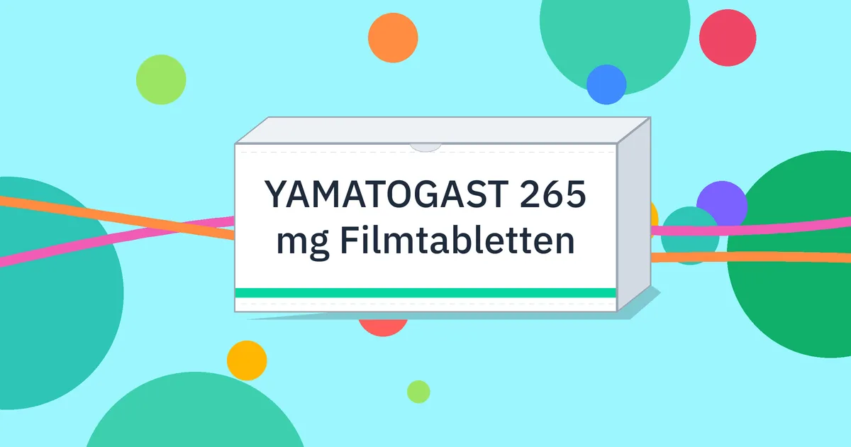 Symbolbild: Packung mit der Aufschrift YAMATOGAST 265 mg Filmtabletten (PZN 15294237) – Verfügbarkeit und Bezug in Apotheken in Frankfurt am Main