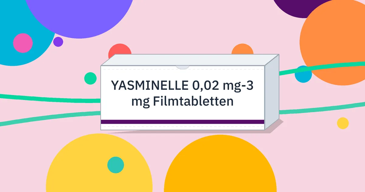 Symbolbild: Packung mit der Aufschrift YASMINELLE 0,02 mg-3 mg Filmtabletten (PZN 01626374) – Verfügbarkeit und Bezug in Apotheken in Frankfurt am Main