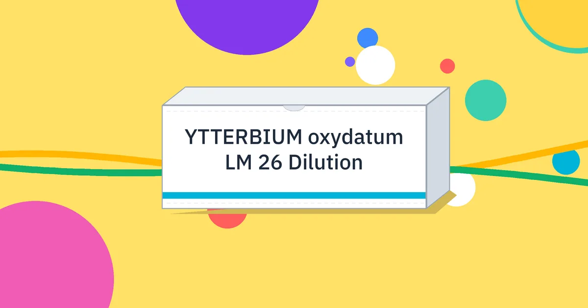 Symbolbild: Packung mit der Aufschrift YTTERBIUM oxydatum LM 26 Dilution (PZN 13287227) – Verfügbarkeit und Bezug in Apotheken in Frankfurt am Main