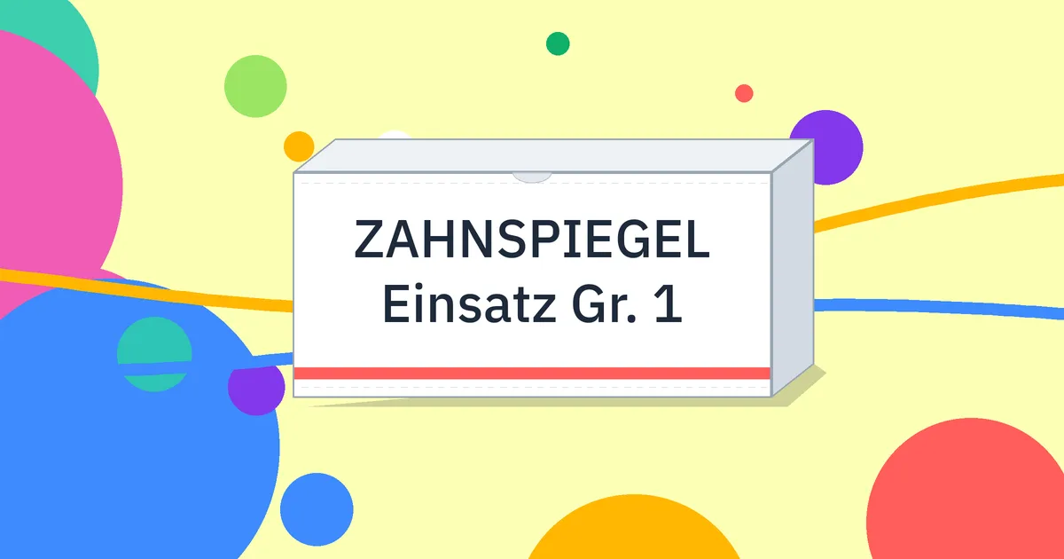 Symbolbild: Packung mit der Aufschrift ZAHNSPIEGEL Einsatz Gr. 1 (PZN 02446786) – Verfügbarkeit und Bezug in Apotheken in Frankfurt am Main