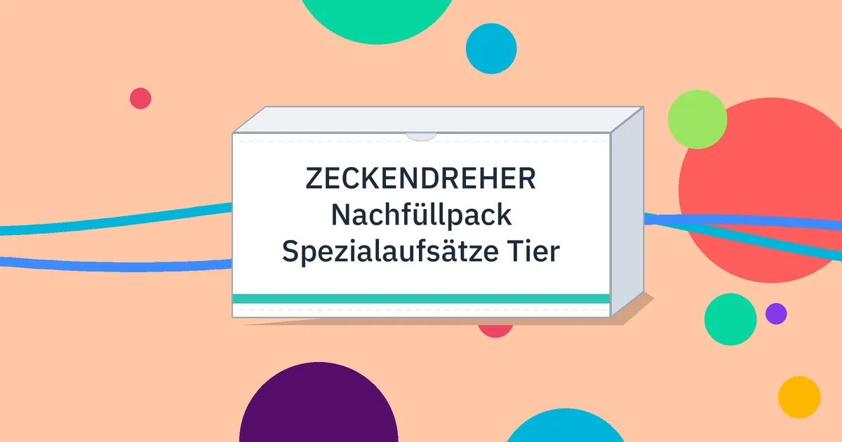 Symbolbild: Packung mit der Aufschrift ZECKENDREHER Nachfüllpack Spezialaufsätze Tier (PZN 17511839) – Verfügbarkeit und Bezug in Apotheken in Frankfurt am Main
