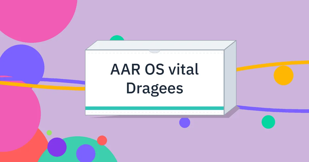 Symbolbild: Packung mit der Aufschrift AAR OS vital Dragees (PZN 17240429) – Verfügbarkeit und Bezug in Apotheken in Frankfurt am Main