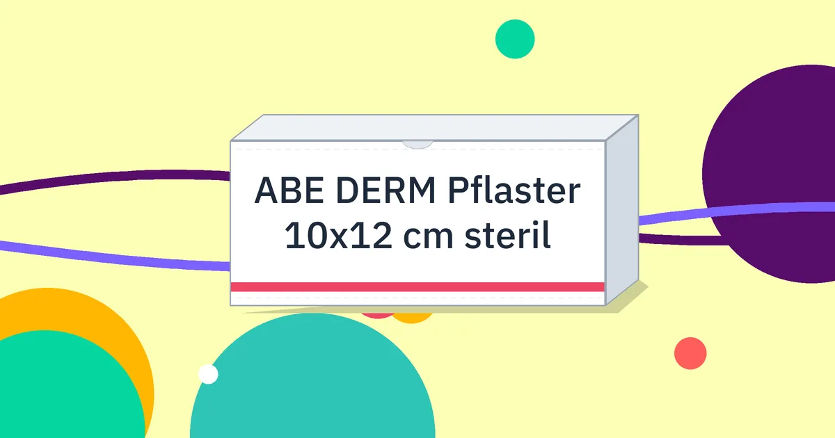Symbolbild: Packung mit der Aufschrift ABE DERM Pflaster 10x12 cm steril (PZN 06790210) – Verfügbarkeit und Bezug in Apotheken in Frankfurt am Main