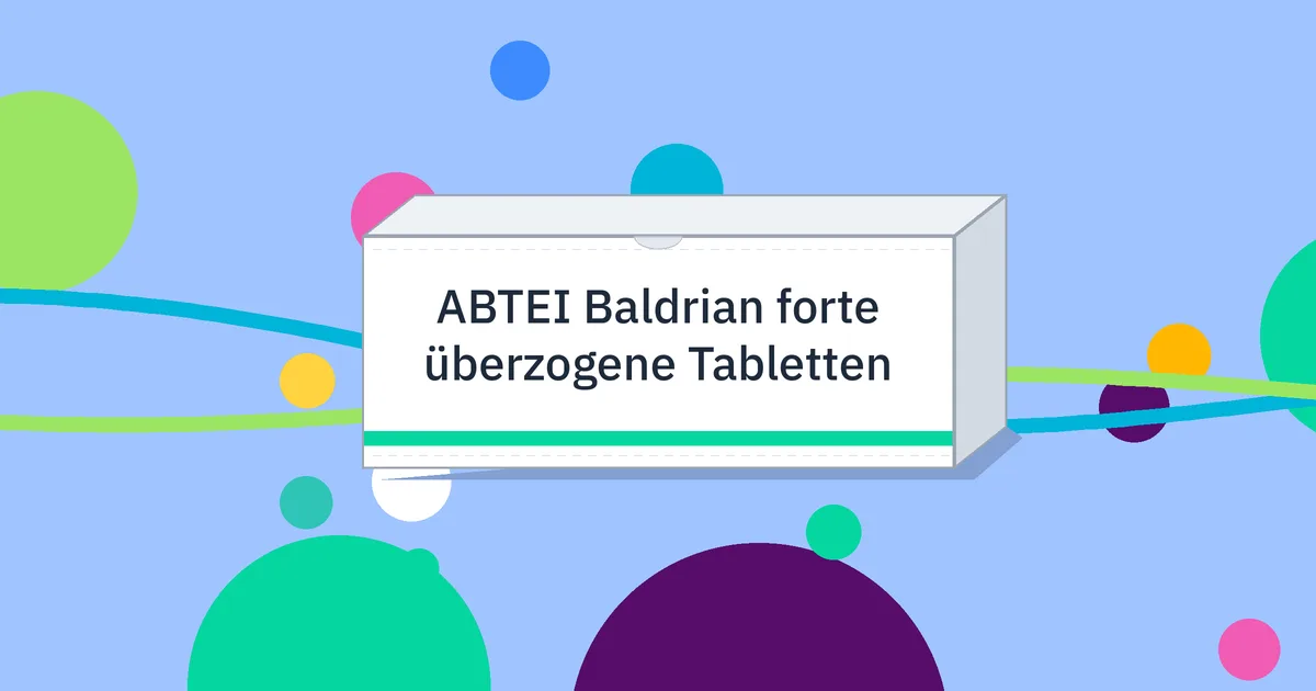 Symbolbild: Packung mit der Aufschrift ABTEI Baldrian forte überzogene Tabletten (PZN 00270076) – Verfügbarkeit und Bezug in Apotheken in Frankfurt am Main