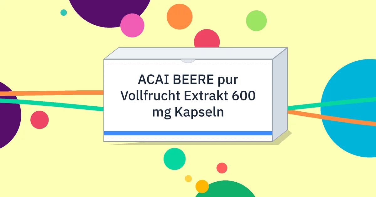 Symbolbild: Packung mit der Aufschrift ACAI BEERE pur Vollfrucht Extrakt 600 mg Kapseln (PZN 11008683) – Verfügbarkeit und Bezug in Apotheken in Frankfurt am Main