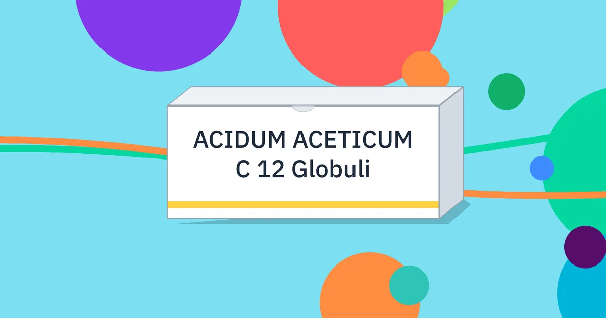 Symbolbild: Packung mit der Aufschrift ACIDUM ACETICUM C 12 Globuli (PZN 19716333) – Verfügbarkeit und Bezug in Apotheken in Frankfurt am Main
