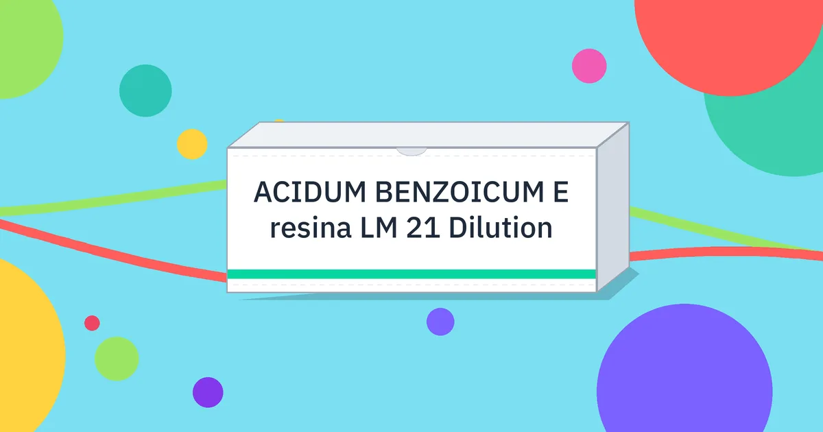 Symbolbild: Packung mit der Aufschrift ACIDUM BENZOICUM E resina LM 21 Dilution (PZN 16241711) – Verfügbarkeit und Bezug in Apotheken in Frankfurt am Main