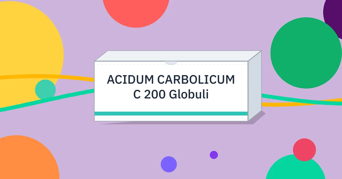 Symbolbild: Packung mit der Aufschrift ACIDUM CARBOLICUM C 200 Globuli (PZN 04200434) – Verfügbarkeit und Bezug in Apotheken in Frankfurt am Main