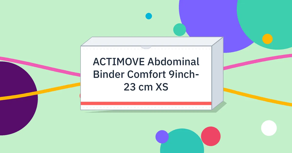 Symbolbild: Packung mit der Aufschrift ACTIMOVE Abdominal Binder Comfort 9inch-23 cm XS (PZN 18002086) – Verfügbarkeit und Bezug in Apotheken in Frankfurt am Main