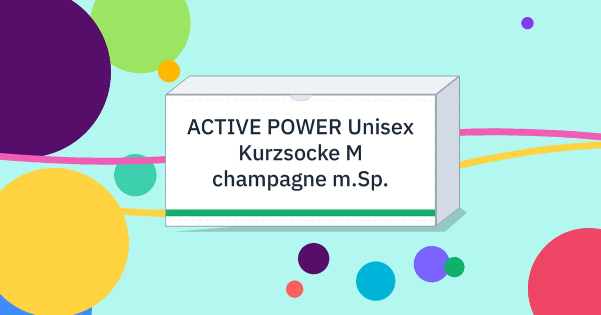 Symbolbild: Packung mit der Aufschrift ACTIVE POWER Unisex Kurzsocke M champagne m.Sp. (PZN 16194549) – Verfügbarkeit und Bezug in Apotheken in Frankfurt am Main