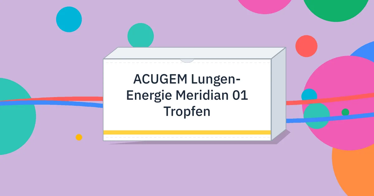 Symbolbild: Packung mit der Aufschrift ACUGEM Lungen-Energie Meridian 01 Tropfen (PZN 20296830) – Verfügbarkeit und Bezug in Apotheken in Frankfurt am Main