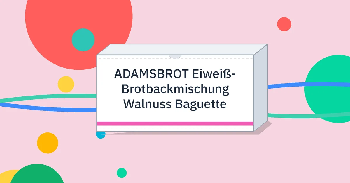 Symbolbild: Packung mit der Aufschrift ADAMSBROT Eiweiß-Brotbackmischung Walnuss Baguette (PZN 17873991) – Verfügbarkeit und Bezug in Apotheken in Frankfurt am Main