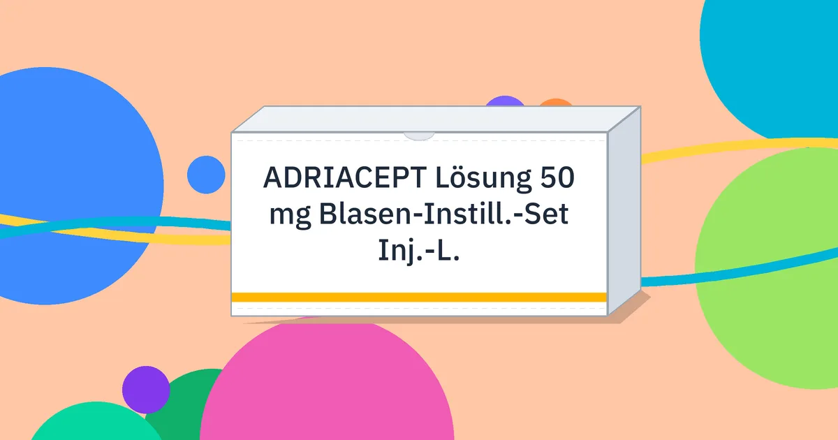 Symbolbild: Packung mit der Aufschrift ADRIACEPT Lösung 50 mg Blasen-Instill.-Set Inj.-L. (PZN 18676152) – Verfügbarkeit und Bezug in Apotheken in Frankfurt am Main