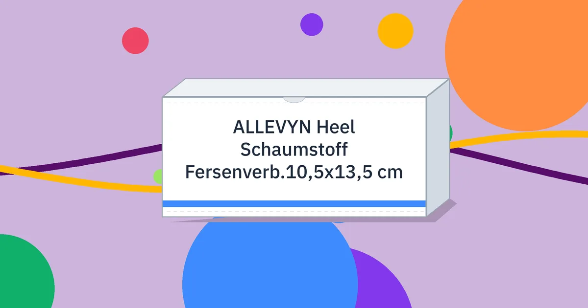 Symbolbild: Packung mit der Aufschrift ALLEVYN Heel Schaumstoff Fersenverb.10,5x13,5 cm (PZN 18799386) – Verfügbarkeit und Bezug in Apotheken in Frankfurt am Main