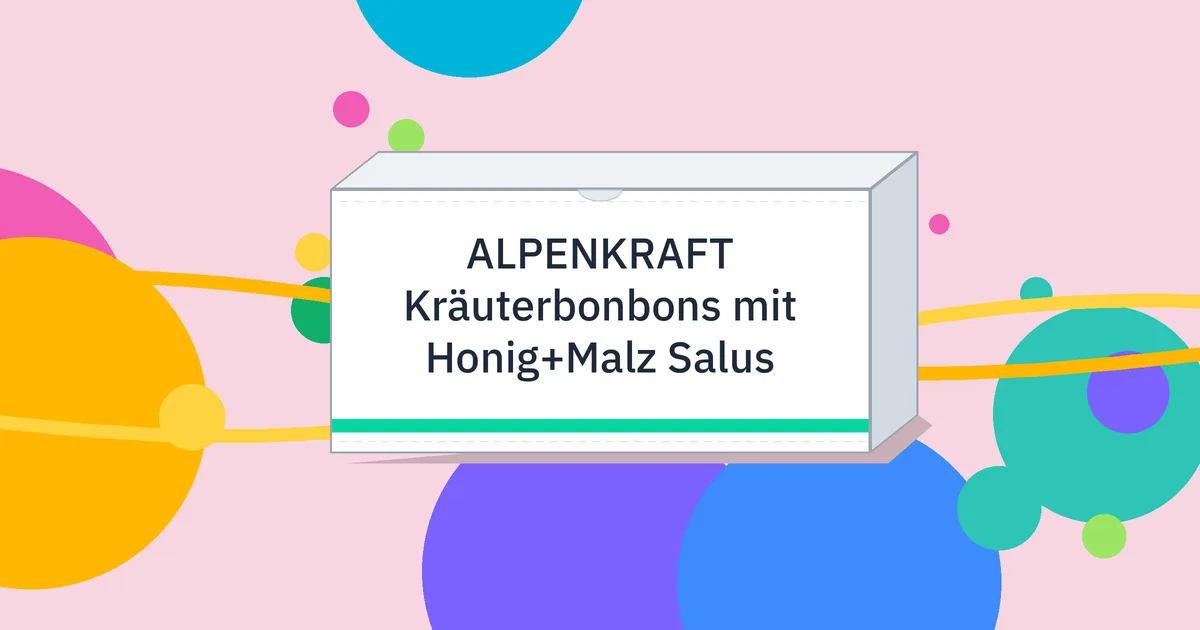 Symbolbild: Packung mit der Aufschrift ALPENKRAFT Kräuterbonbons mit Honig+Malz Salus (PZN 00293686) – Verfügbarkeit und Bezug in Apotheken in Frankfurt am Main