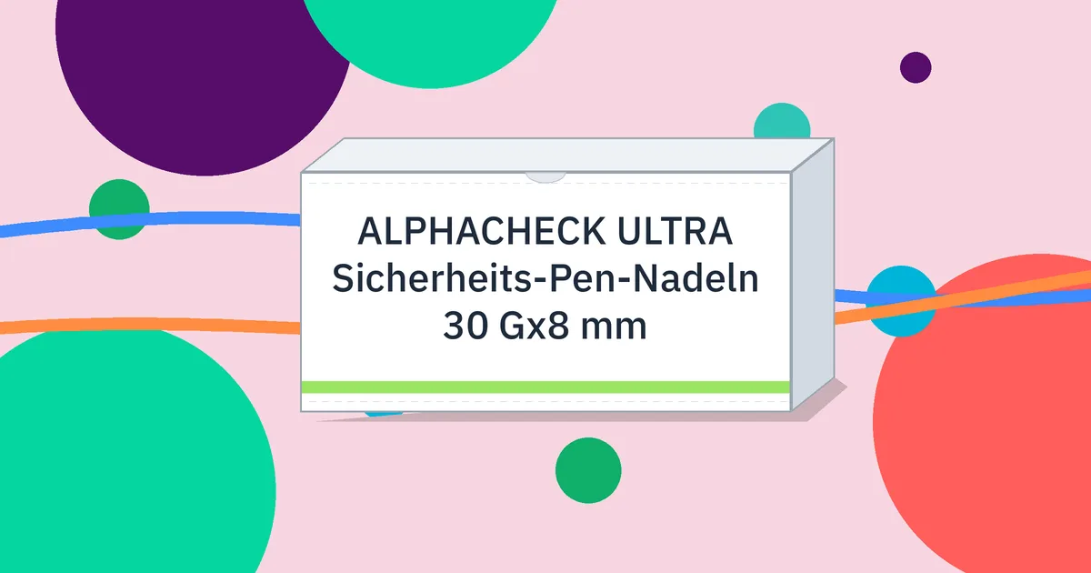 Symbolbild: Packung mit der Aufschrift ALPHACHECK ULTRA Sicherheits-Pen-Nadeln 30 Gx8 mm (PZN 13700696) – Verfügbarkeit und Bezug in Apotheken in Frankfurt am Main