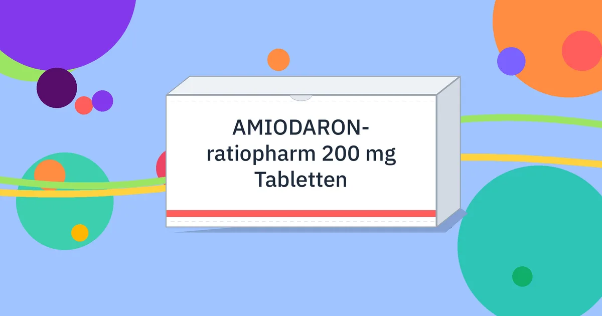 Symbolbild: Packung mit der Aufschrift AMIODARON-ratiopharm 200 mg Tabletten (PZN 00987489) – Verfügbarkeit und Bezug in Apotheken in Frankfurt am Main