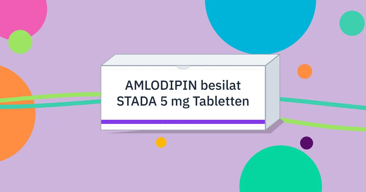 Symbolbild: Packung mit der Aufschrift AMLODIPIN besilat STADA 5 mg Tabletten (PZN 11105593) – Verfügbarkeit und Bezug in Apotheken in Frankfurt am Main