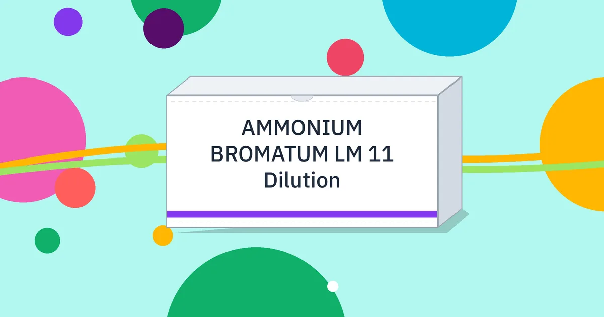 Symbolbild: Packung mit der Aufschrift AMMONIUM BROMATUM LM 11 Dilution (PZN 13320373) – Verfügbarkeit und Bezug in Apotheken in Frankfurt am Main