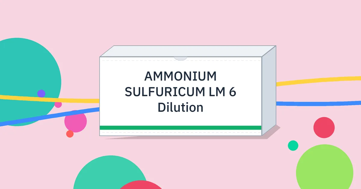 Symbolbild: Packung mit der Aufschrift AMMONIUM SULFURICUM LM 6 Dilution (PZN 13323118) – Verfügbarkeit und Bezug in Apotheken in Frankfurt am Main