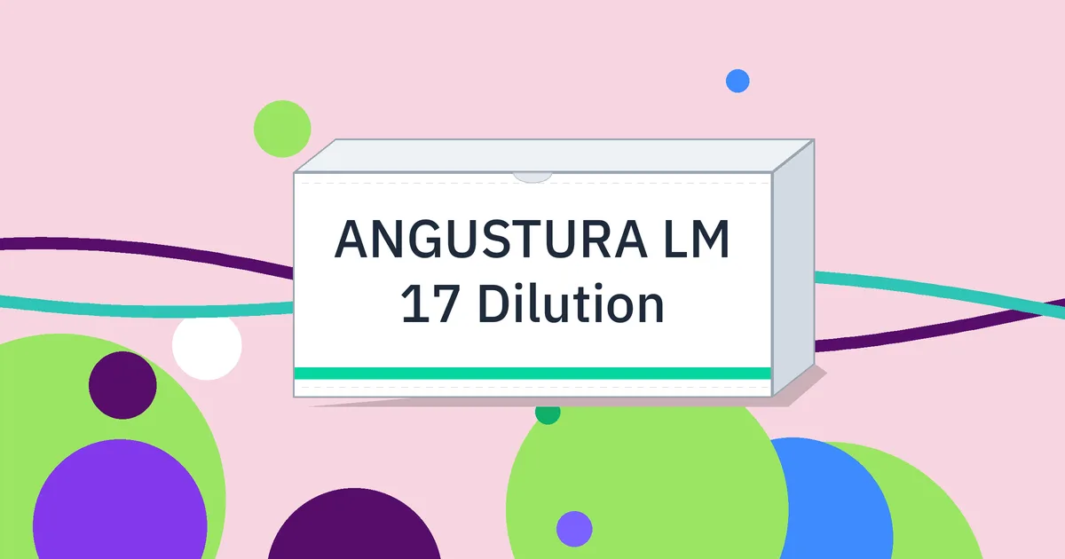 Symbolbild: Packung mit der Aufschrift ANGUSTURA LM 17 Dilution (PZN 13368523) – Verfügbarkeit und Bezug in Apotheken in Frankfurt am Main