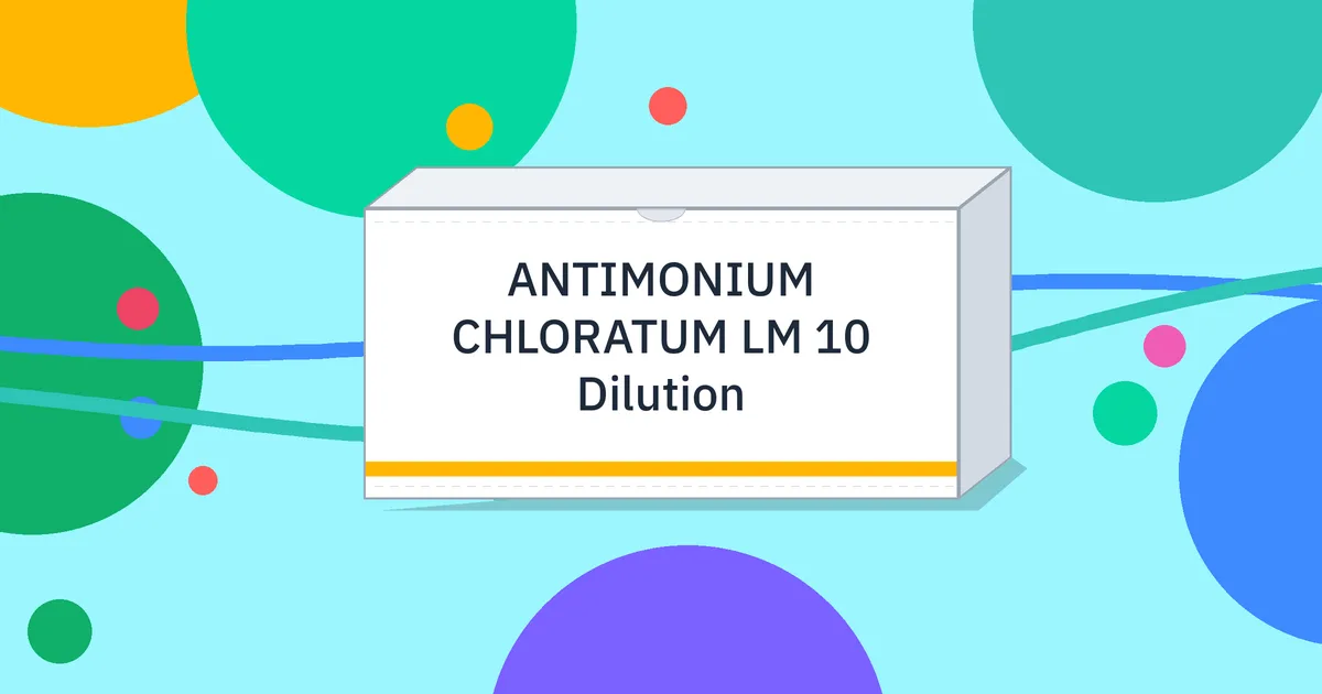 Symbolbild: Packung mit der Aufschrift ANTIMONIUM CHLORATUM LM 10 Dilution (PZN 13372594) – Verfügbarkeit und Bezug in Apotheken in Frankfurt am Main