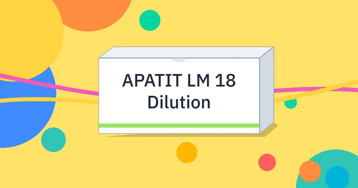 Symbolbild: Packung mit der Aufschrift APATIT LM 18 Dilution (PZN 13377479) – Verfügbarkeit und Bezug in Apotheken in Frankfurt am Main