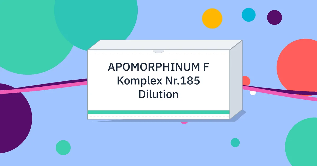 Symbolbild: Packung mit der Aufschrift APOMORPHINUM F Komplex Nr.185 Dilution (PZN 01013097) – Verfügbarkeit und Bezug in Apotheken in Frankfurt am Main