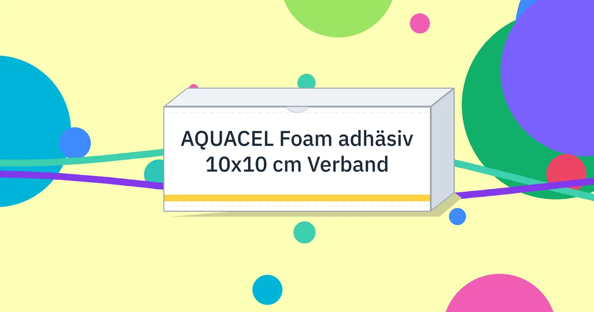 Symbolbild: Packung mit der Aufschrift AQUACEL Foam adhäsiv 10x10 cm Verband (PZN 11376079) – Verfügbarkeit und Bezug in Apotheken in Frankfurt am Main