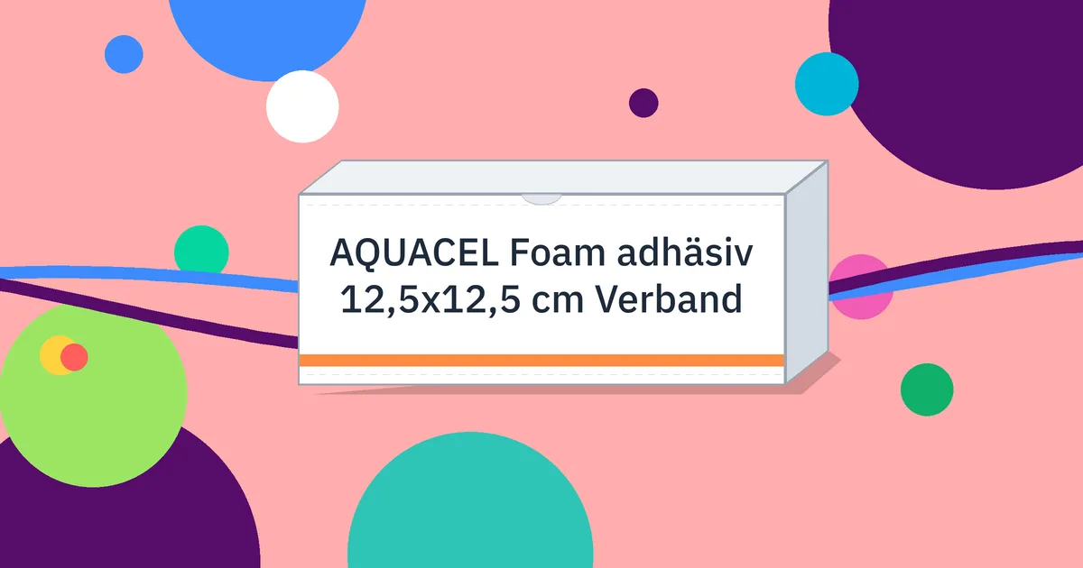 Symbolbild: Packung mit der Aufschrift AQUACEL Foam adhäsiv 12,5x12,5 cm Verband (PZN 19293938) – Verfügbarkeit und Bezug in Apotheken in Frankfurt am Main