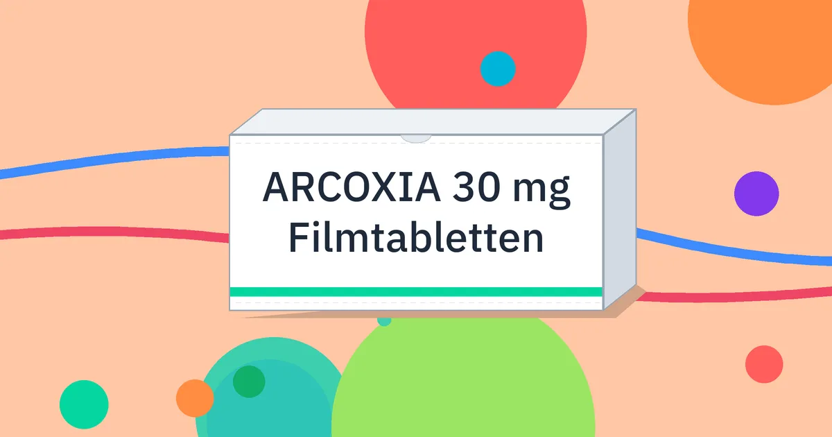 Symbolbild: Packung mit der Aufschrift ARCOXIA 30 mg Filmtabletten (PZN 10713681) – Verfügbarkeit und Bezug in Apotheken in Frankfurt am Main