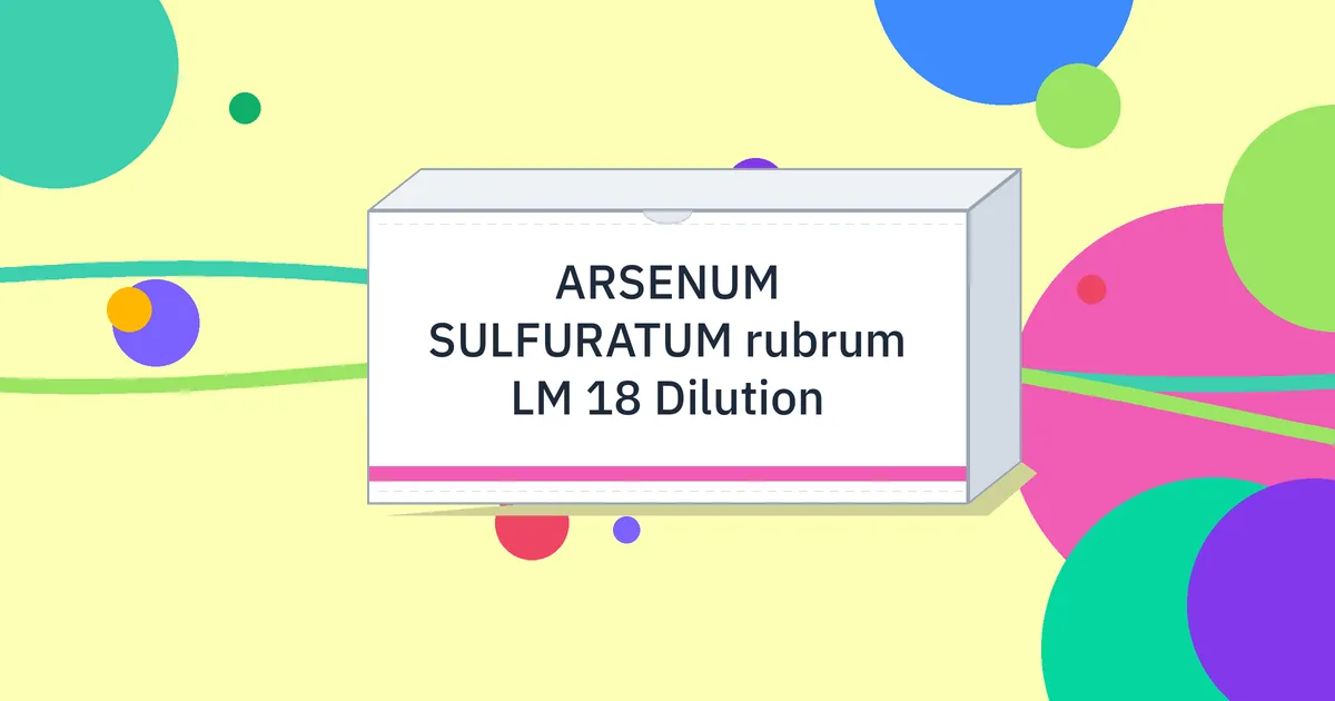 Symbolbild: Packung mit der Aufschrift ARSENUM SULFURATUM rubrum LM 18 Dilution (PZN 12779862) – Verfügbarkeit und Bezug in Apotheken in Frankfurt am Main