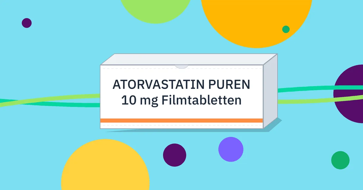 Symbolbild: Packung mit der Aufschrift ATORVASTATIN PUREN 10 mg Filmtabletten (PZN 11297285) – Verfügbarkeit und Bezug in Apotheken in Frankfurt am Main