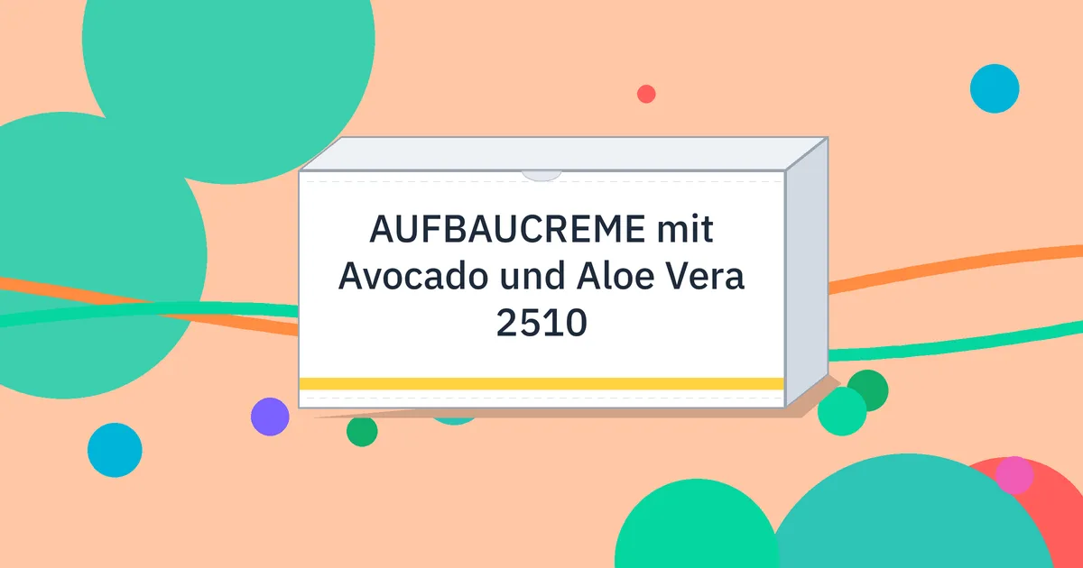 Symbolbild: Packung mit der Aufschrift AUFBAUCREME mit Avocado und Aloe Vera 2510 (PZN 07356792) – Verfügbarkeit und Bezug in Apotheken in Frankfurt am Main