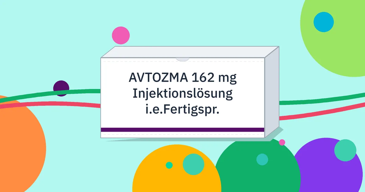 Symbolbild: Packung mit der Aufschrift AVTOZMA 162 mg Injektionslösung i.e.Fertigspr. (PZN 20617228) – Verfügbarkeit und Bezug in Apotheken in Frankfurt am Main