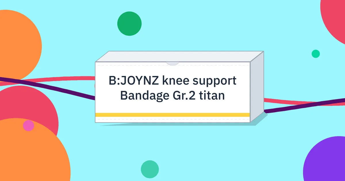 Symbolbild: Packung mit der Aufschrift B:JOYNZ knee support Bandage Gr.2 titan (PZN 20522479) – Verfügbarkeit und Bezug in Apotheken in Frankfurt am Main