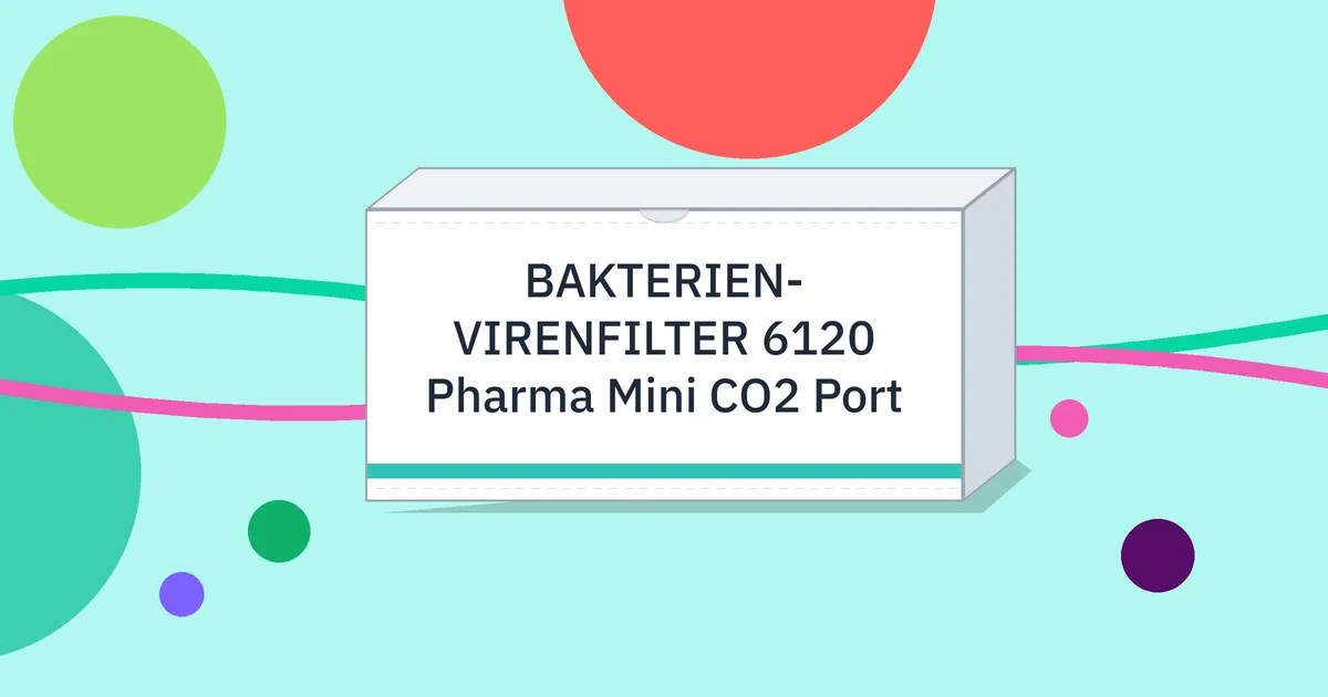 Symbolbild: Packung mit der Aufschrift BAKTERIEN-VIRENFILTER 6120 Pharma Mini CO2 Port (PZN 03656356) – Verfügbarkeit und Bezug in Apotheken in Frankfurt am Main